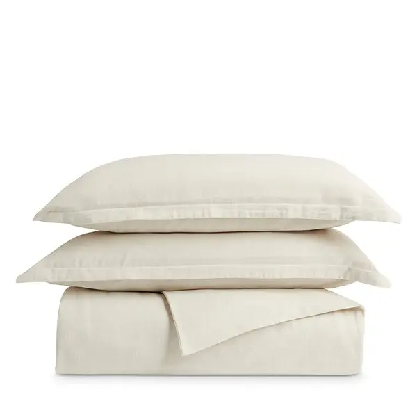 CHRISTY Flannel Marl Solid Duvet Cover Set, Full Queen - Oat