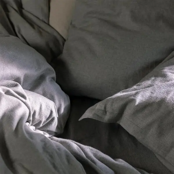 CHRISTY Flannel Marl Solid Duvet Cover Set, Full Queen - Silver