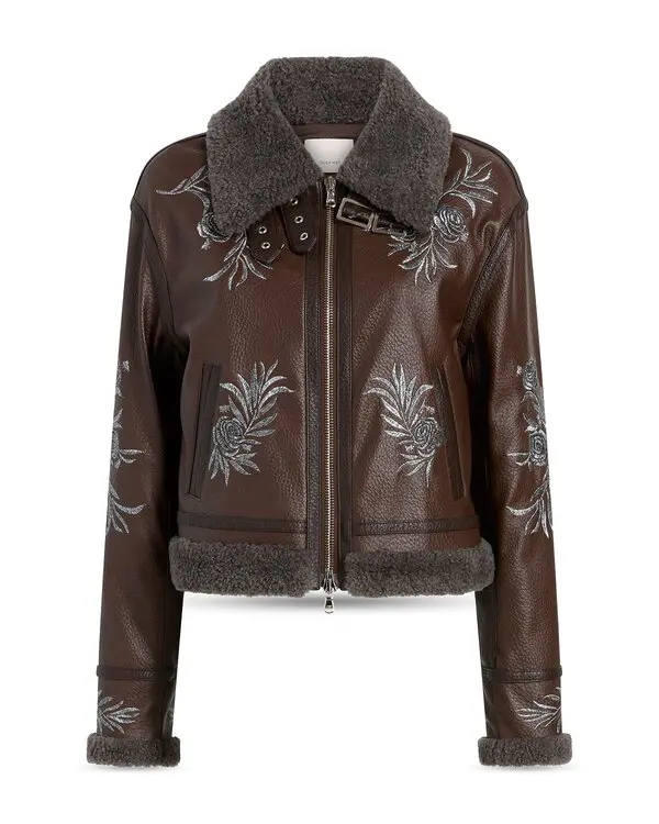 Cinq À Sept Devyn Faux Leather Aviator Jacket
