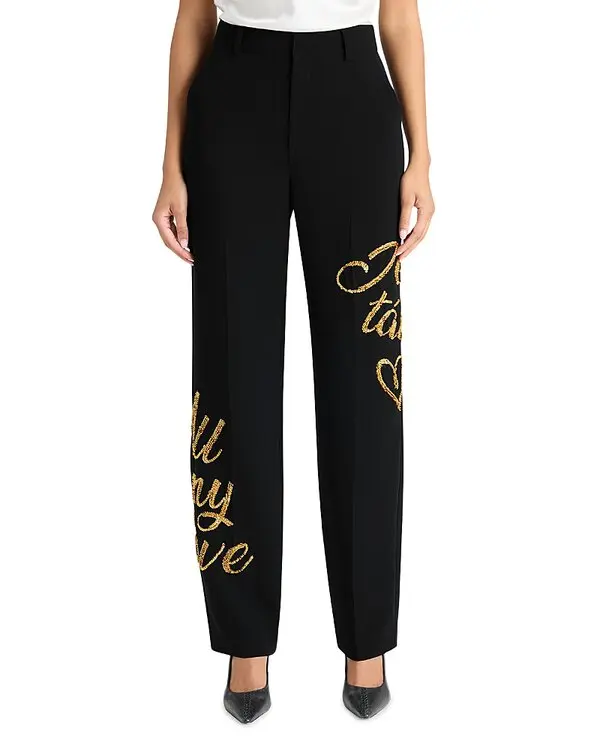 slim fit dress slacks Plus Size - Audrey Tailored Ponte Pants - Black with Gold Buttons - Size S