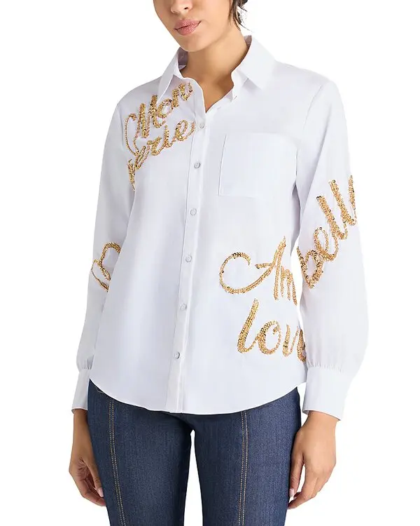 Cinq À Sept Sequinned Blouse - White/gold