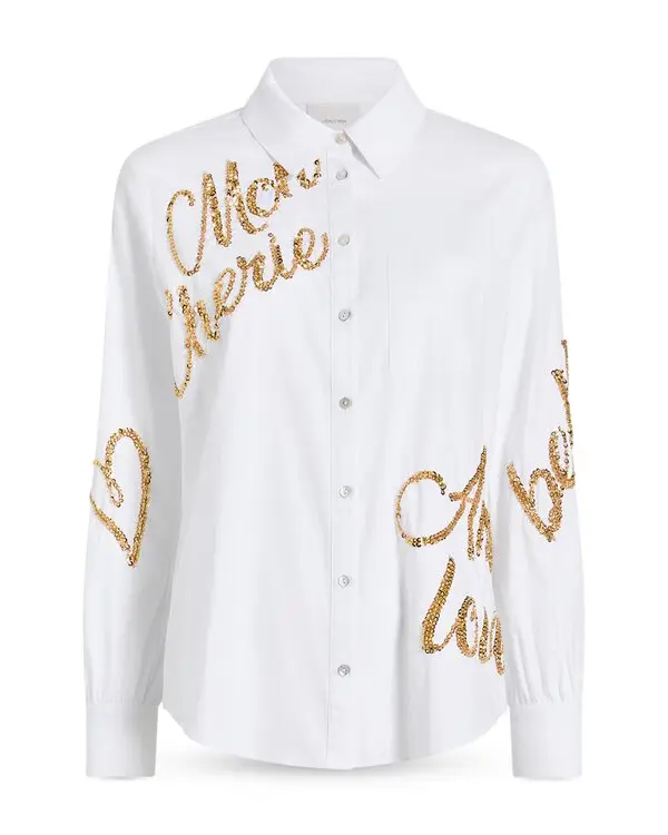 Cinq À Sept Sequinned Blouse - White/gold
