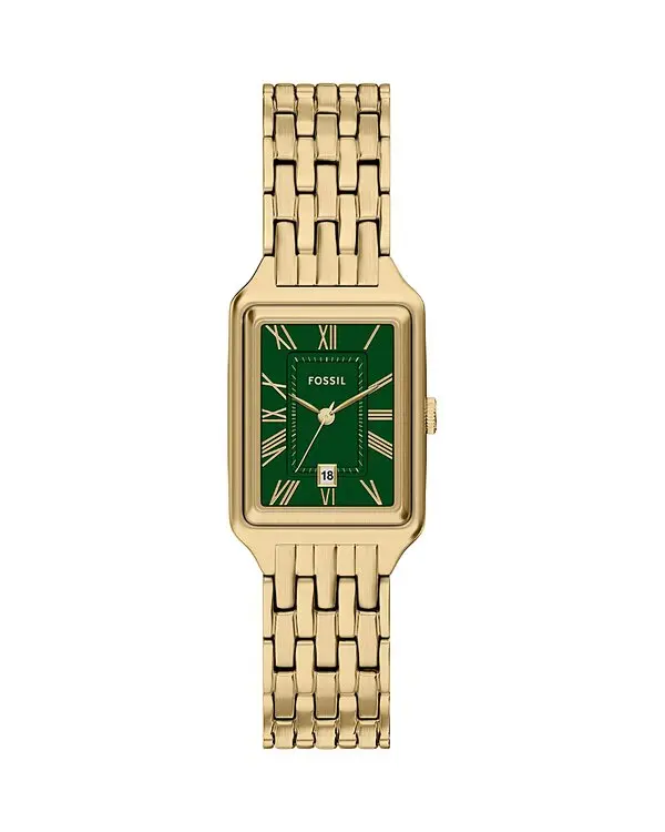 Fossil Raquel Three-hand Stainless Steel Watch, 23mm X 38mm - Green/gold