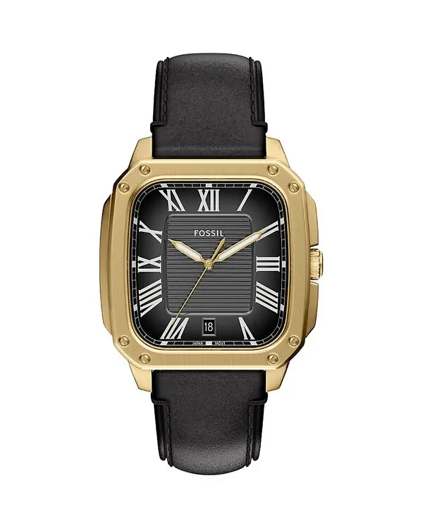 Fossil Crosby Three-hand Leather Watch - Black/black