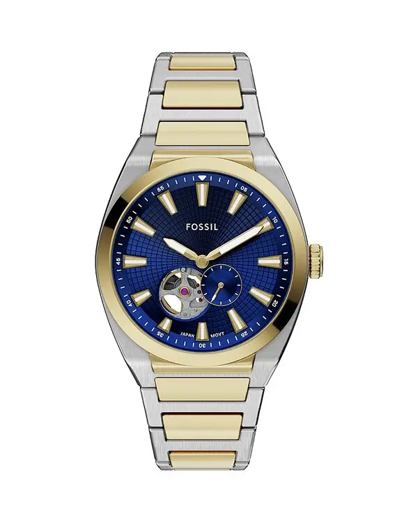 Fossil Everett Automatic Two-tone Stainless Steel 42mm Watch - Blue/two Tone