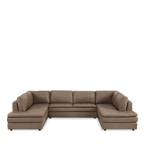 CHATEAU D'AX Brunello Leather Sectional Sofa - Mf Taupe