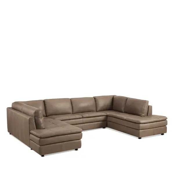 CHATEAU D'AX Brunello Leather Sectional Sofa - Mf Taupe