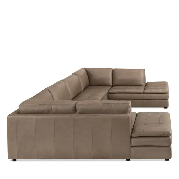 CHATEAU D'AX Brunello Leather Sectional Sofa - Mf Taupe