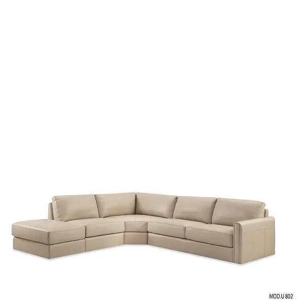 CHATEAU D'AX Leather Colonna Sectional Sofa - Light Grey