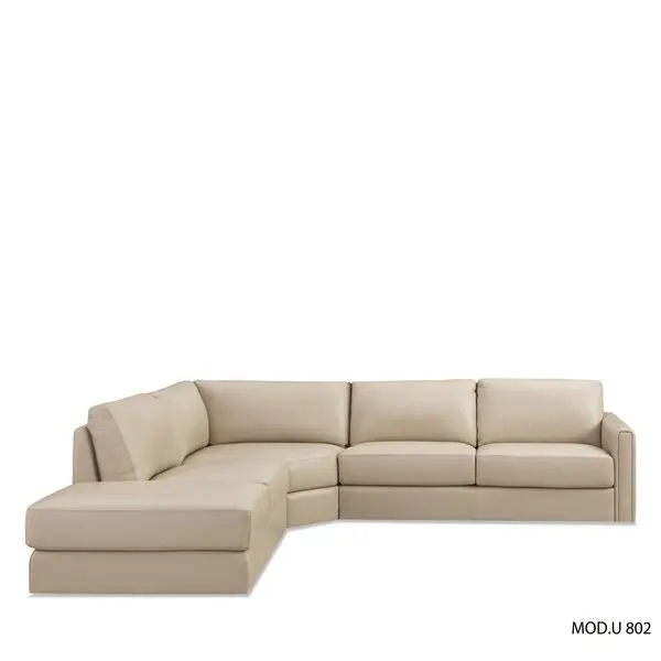 CHATEAU D'AX Leather Colonna Sectional Sofa - Light Grey
