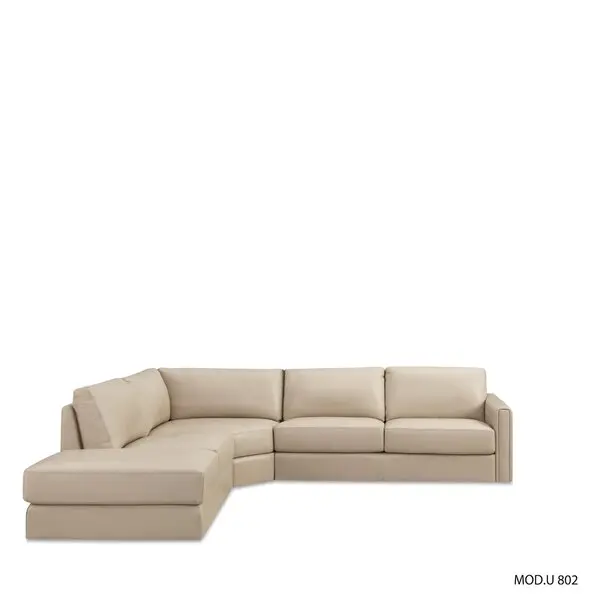 CHATEAU D'AX Leather Colonna Sectional Sofa - Light Grey