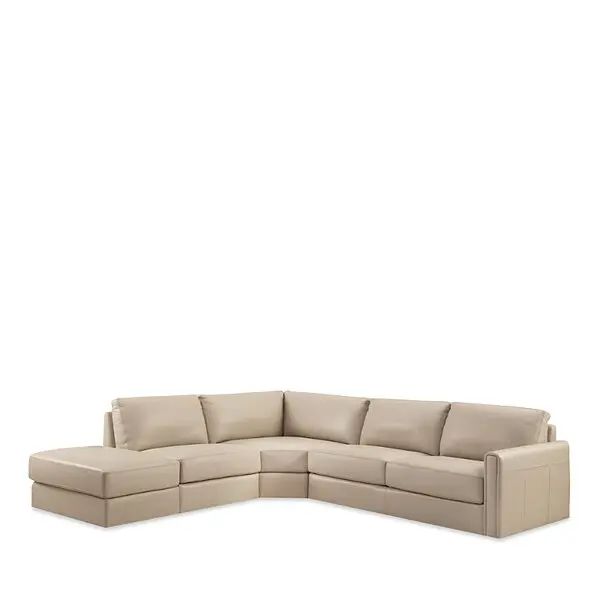 CHATEAU D'AX Leather Colonna Sectional Sofa - Oyster