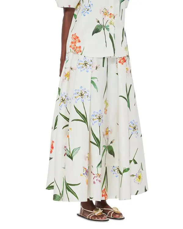 LEO LIN Rhiannan Floral-print Cotton Skirt
