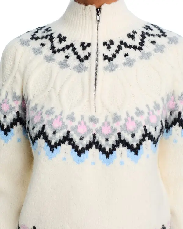 Aqua Fair Isle Half Zip Sweater