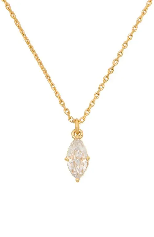 Kate Spade New York Signature Solitaire Cubic Zirconia Pendant Necklace - Clear/gold