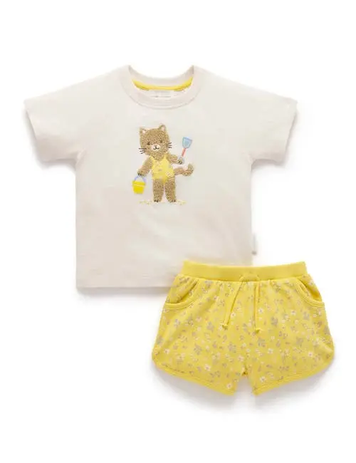 PUREBABY Sunshine Tee & Short Set - Sunshine Floral