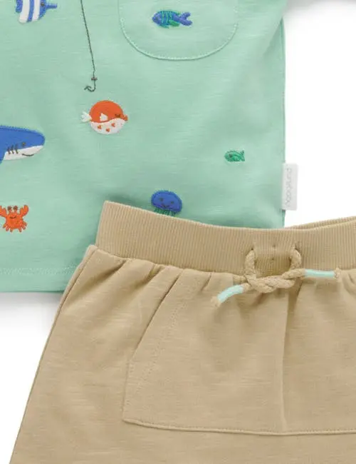 PUREBABY Applique Tee And Shorts Set