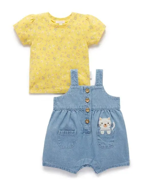 PUREBABY Pocket Overall Set - Faded Denim