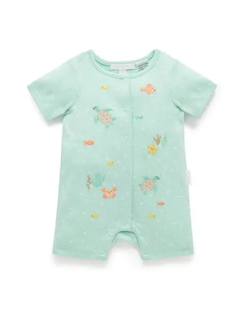 PUREBABY Under The Sea Romper - Seafoam Bubbles Print
