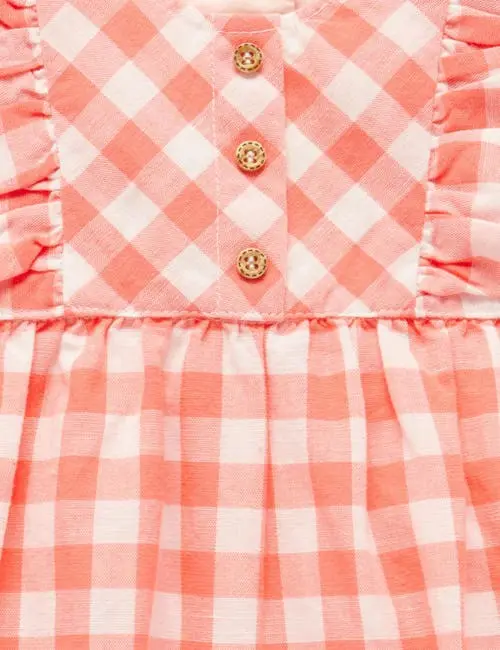 PUREBABY Gingham Cotton/linen Blend Romper