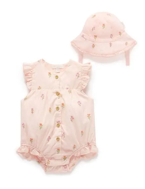 PUREBABY Bodysuit And Sun Hat Set