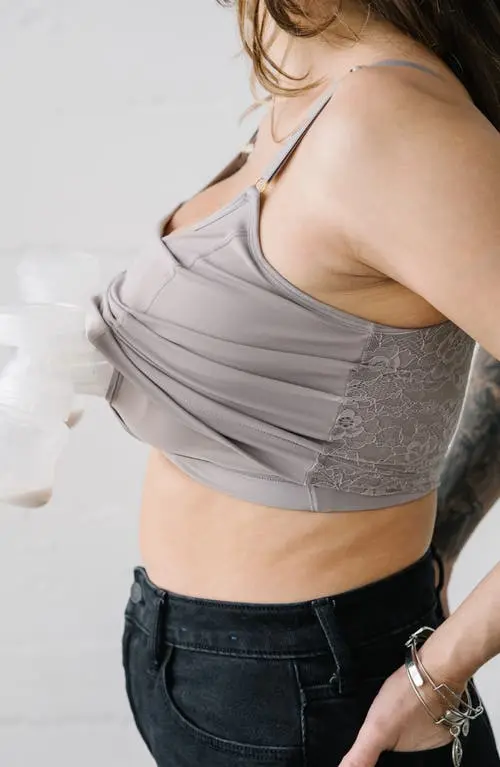 DAVIN & ADLEY Busty Pumping And Nursing Crop Cami - Stone