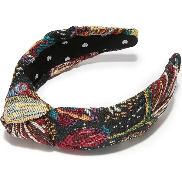 Lele Sadoughi Knotted Floral Jacquard Headband - Black Forest 999