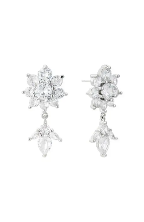 UNTAMED PETALS Whisper Crystal Drop Earrings - Silver