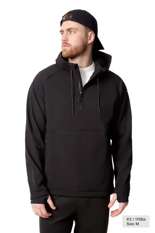 ALPINE NORTH Water-repellant Hooded Pullover Softshell - Black