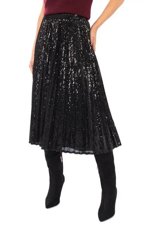 Halogen Sequin Pleated Midi Skirt