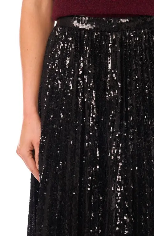 Halogen Sequin Pleated Midi Skirt