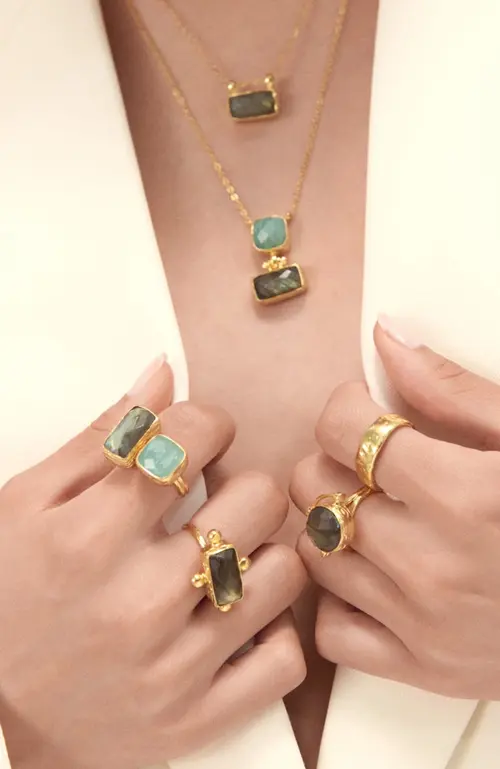 OTTOMAN HANDS Nerissa Aqua Chalcedony Pendant Necklace