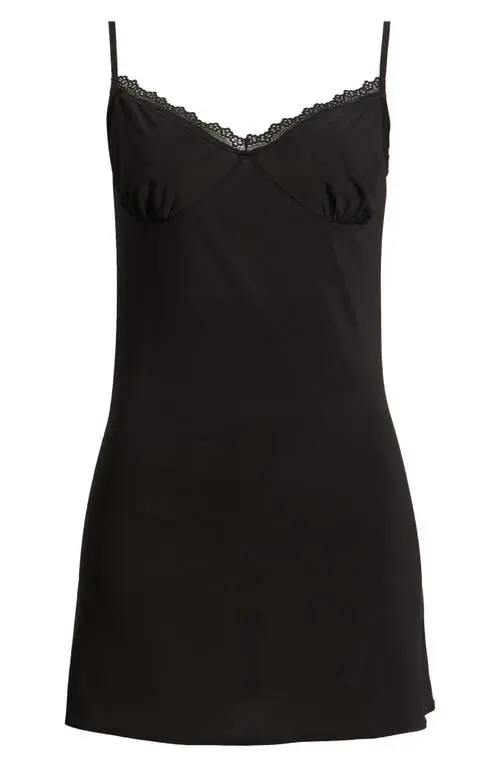 bella venice black lace dress Bella Venice Lace Trim Mini Slipdress In Black - 60% Off