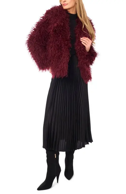 Halogen Faux Fur Jacket - Burgundy