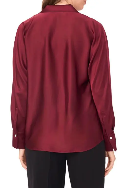 Halogen Charmeuse Button-up Shirt - Burgundy