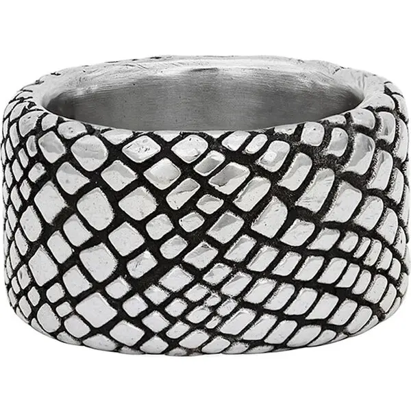 John Varvatos Snakeskin Texture Band Ring - Silver