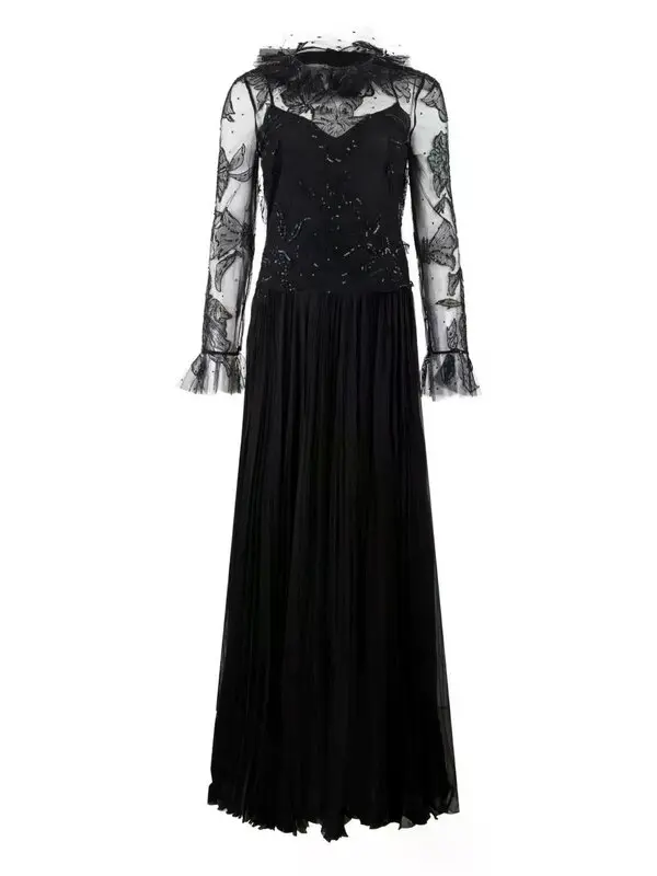 Valentino Garavani Pleat-Detail Embellished Dress In Black - 79% Off |  Editorialist