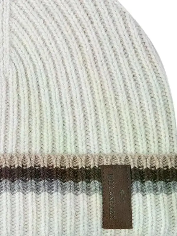 Paul & Shark Ribbed Beanie Hat - Neutrals