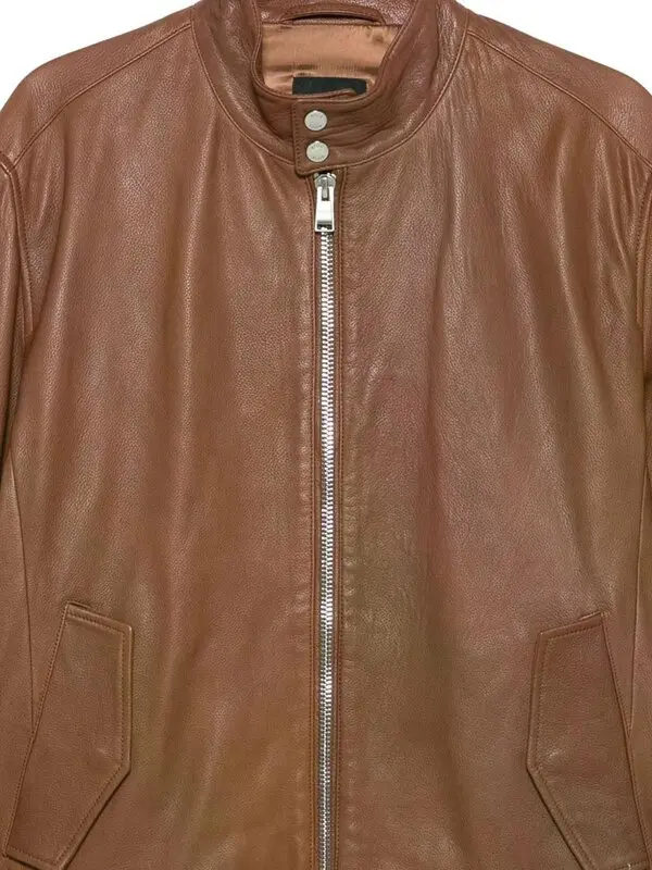 BOSS Leather Bomber Jacket - Brown