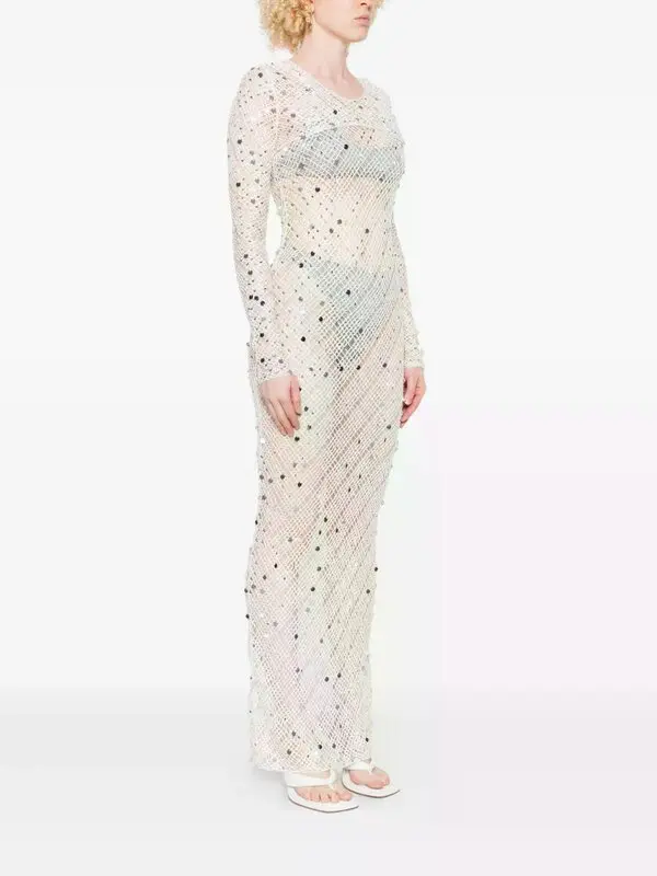 Paris Georgia Sequin-Embellished Maxi Dress In Neutrals - 87% Off |  Editorialist