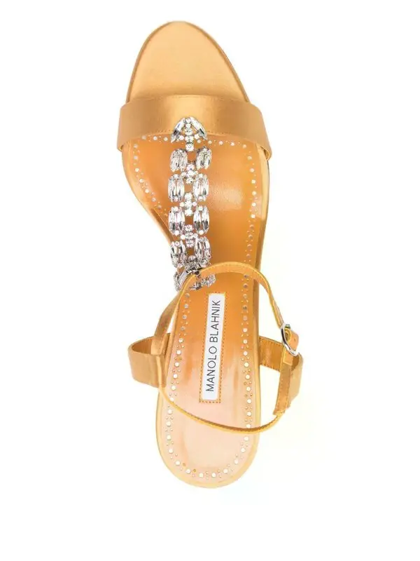 Manolo Blahnik 90mm Leather Heeled Sandals