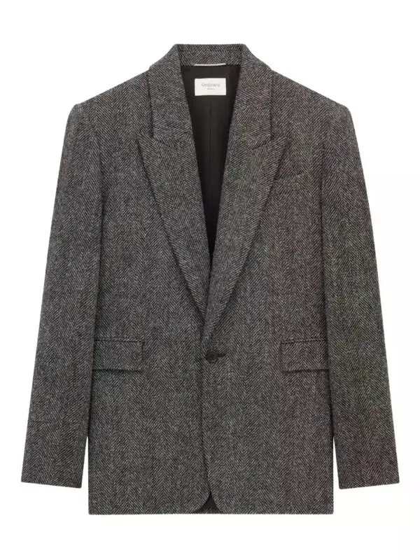 Saint Laurent Herringbone-pattern Wool Blazer