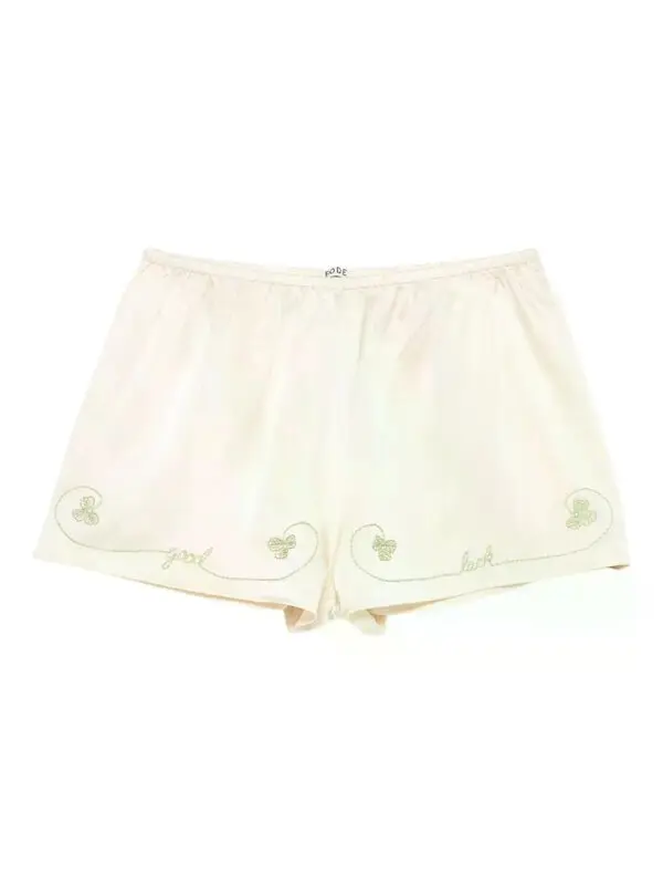 BODE Embroidered Silk Shorts