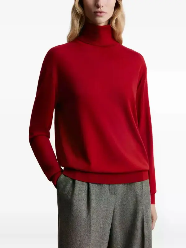 12 STOREEZ Merino Turtleneck Sweater - Red