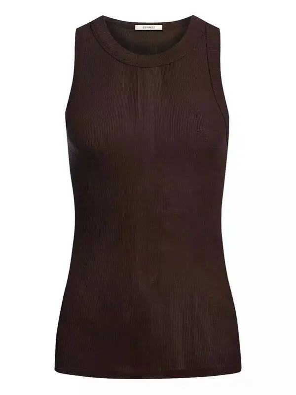 12 STOREEZ Ribbed Tank Top - Brown