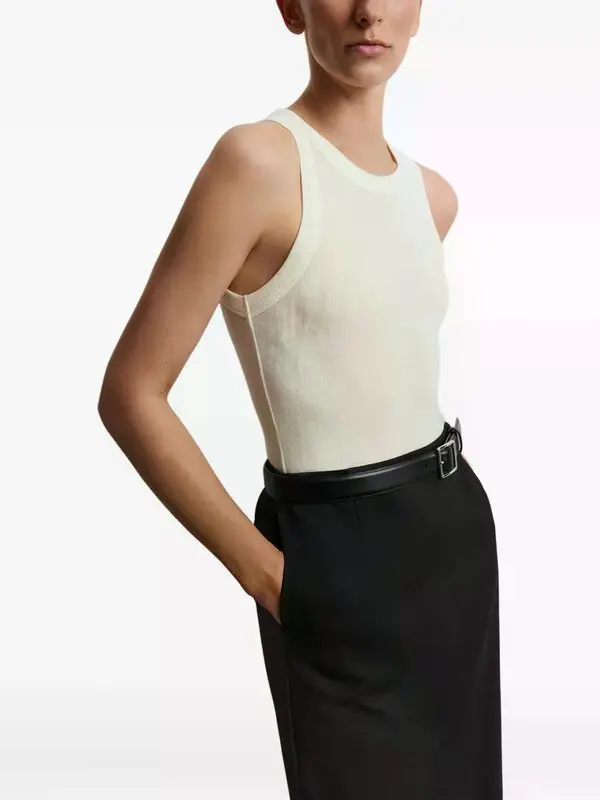 12 STOREEZ Ribbed Tank Top - White
