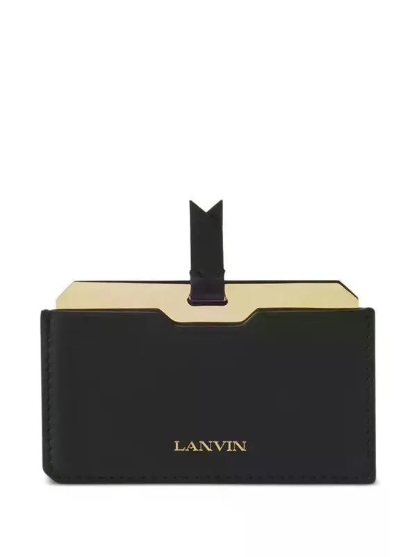 LANVIN Gold-stamp Leather Card Holder - Black