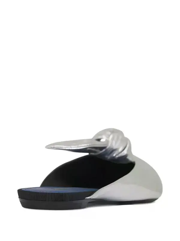 LANVIN Knotted Pointed-toe Mules - Silver