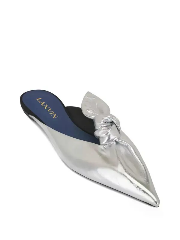 LANVIN Knotted Pointed-toe Mules - Silver
