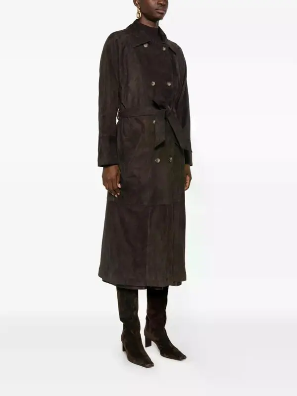 MARA BINI Leather Double-breasted Coat